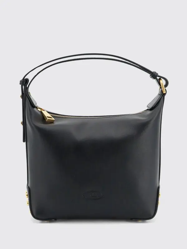 TOD'S Metal Dots Small Shoulder Bag In Smooth Calfskin - Black