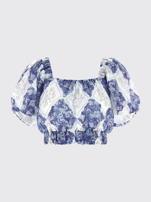 TWINSET Cropped Ramie Top With Floral Print
