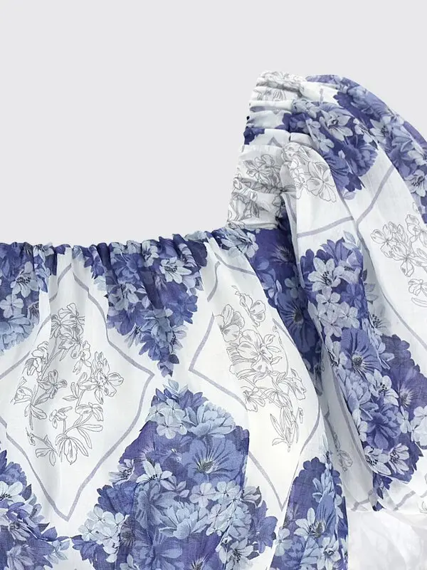 TWINSET Cropped Ramie Top With Floral Print