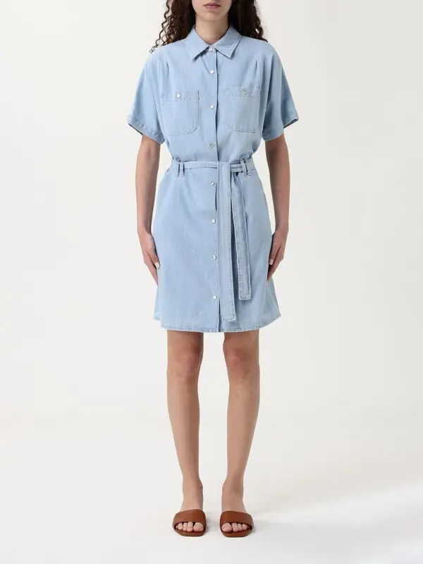 A.p.c. Belted Denim Shirt Dress