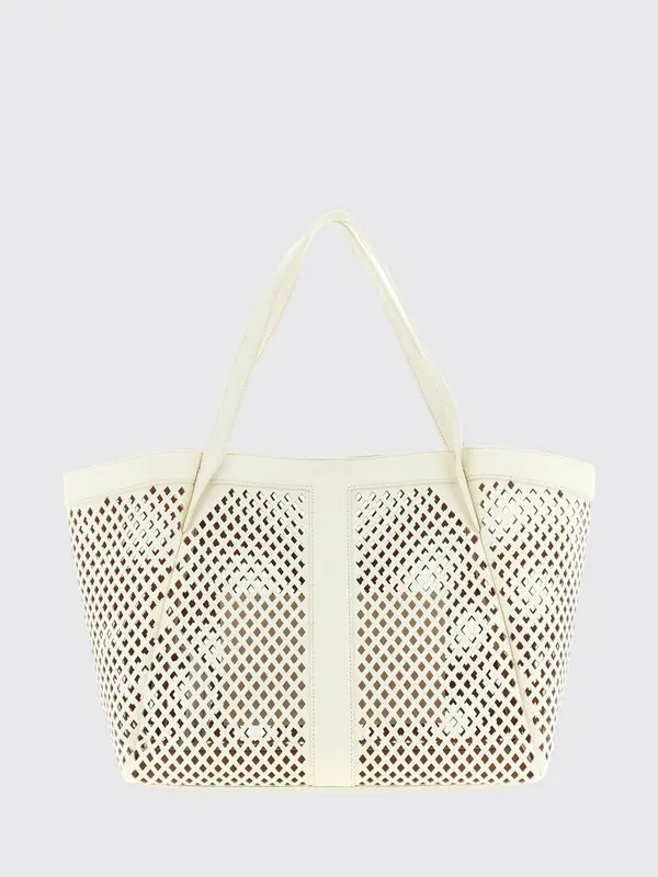 TWINSET Perforated Faux Leather Tote Bag - White
