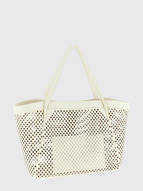 TWINSET Perforated Faux Leather Tote Bag - White