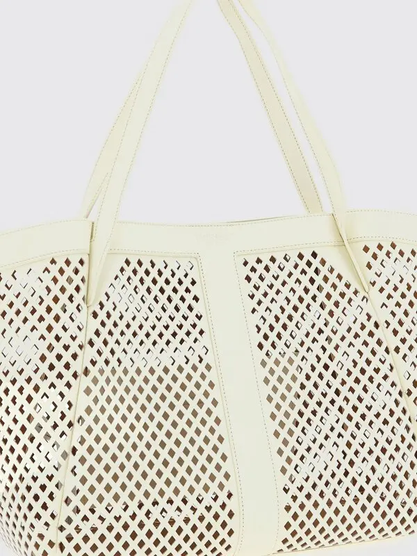 TWINSET Perforated Faux Leather Tote Bag - White