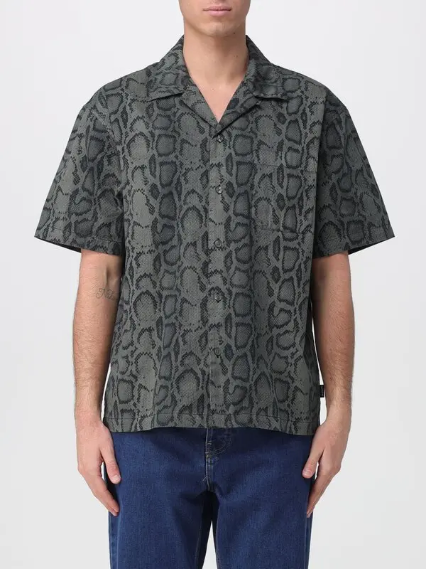 Carhartt Work In Progress Cotton Bowling Shirt With Snake Print