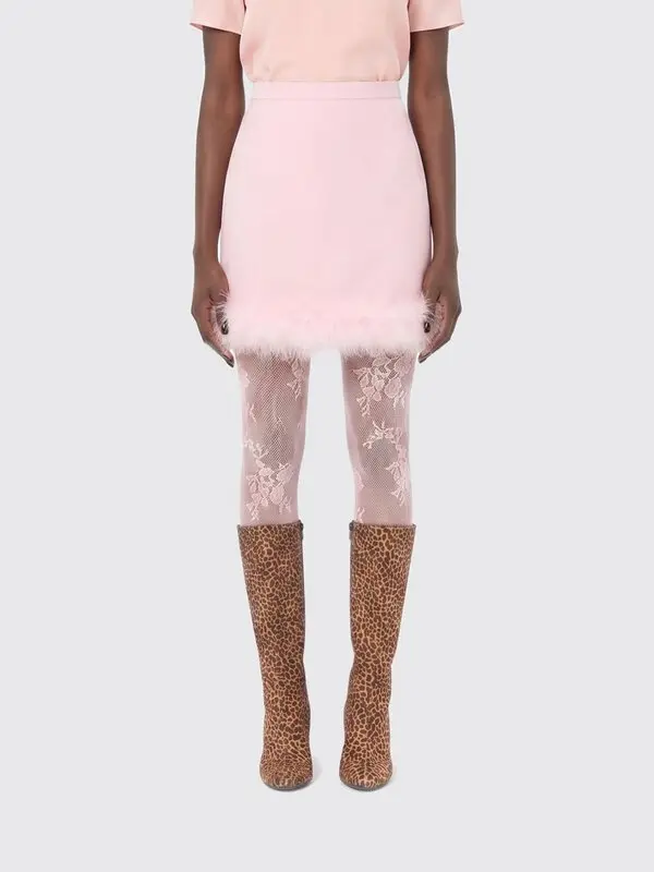 Valentino Garavani Feather-trimmed Wool Mini Skirt