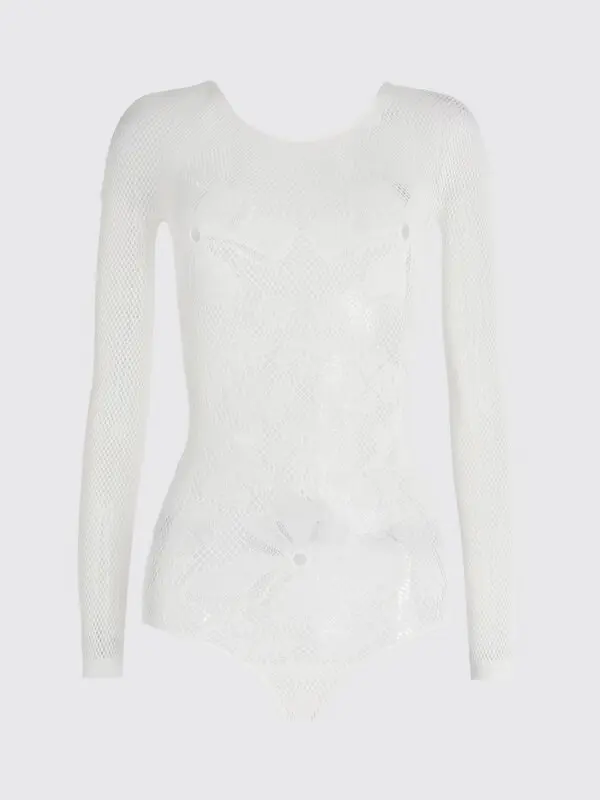 MARGHERITA MACCAPANI Sheer Mesh Bodysuit With Floral Lace Detail