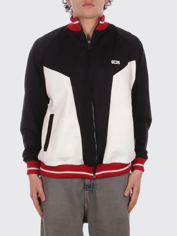 Gcds Technical Fabric Zip Sweatshirt With Stand Collar And Dropped Shoulders