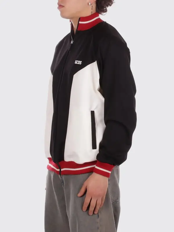 Gcds Technical Fabric Zip Sweatshirt With Stand Collar And Dropped Shoulders