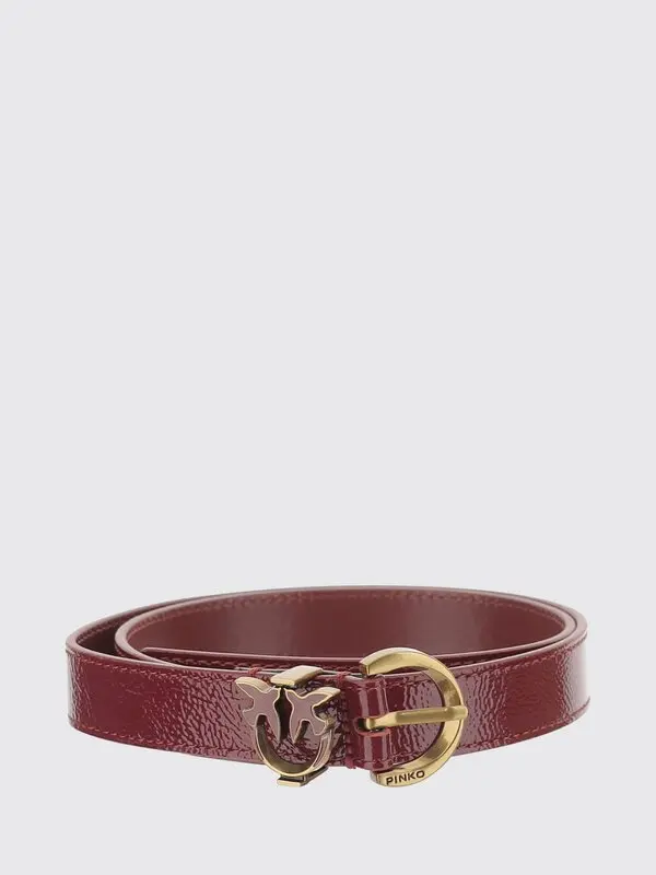 Pinko Love Birds Naplak Leather Belt - Red