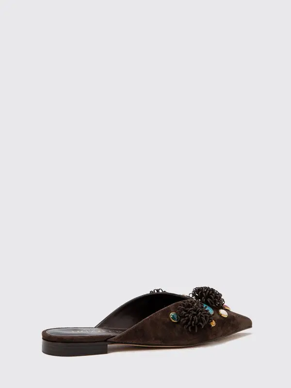 TWINSET Suede Mules With Applications And Stones