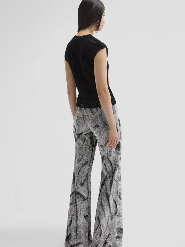 MARGHERITA MACCAPANI Easy Flared Trousers In Abstract Print - Black