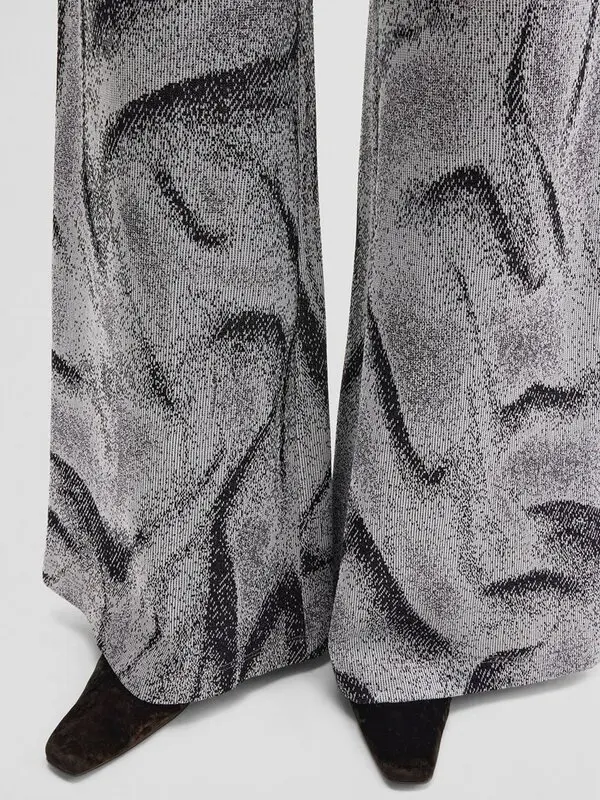 MARGHERITA MACCAPANI Easy Flared Trousers In Abstract Print - Black