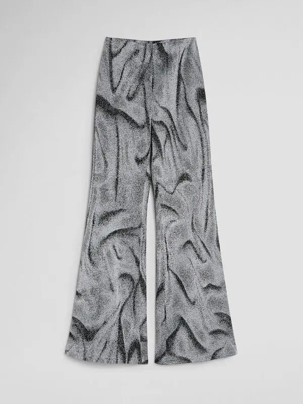 MARGHERITA MACCAPANI Easy Flared Trousers In Abstract Print - Black