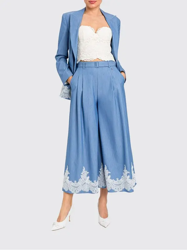 TWINSET Cropped Cotton Trousers With Inserts