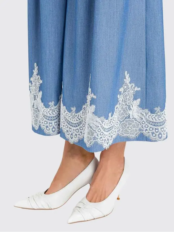 TWINSET Cropped Cotton Trousers With Inserts