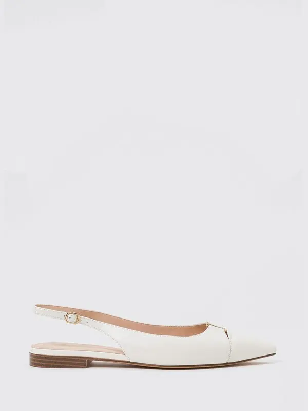 TWINSET Leather Slingback Ballerinas - White