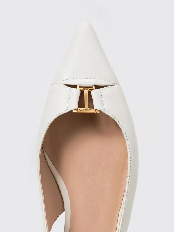 TWINSET Leather Slingback Ballerinas - White