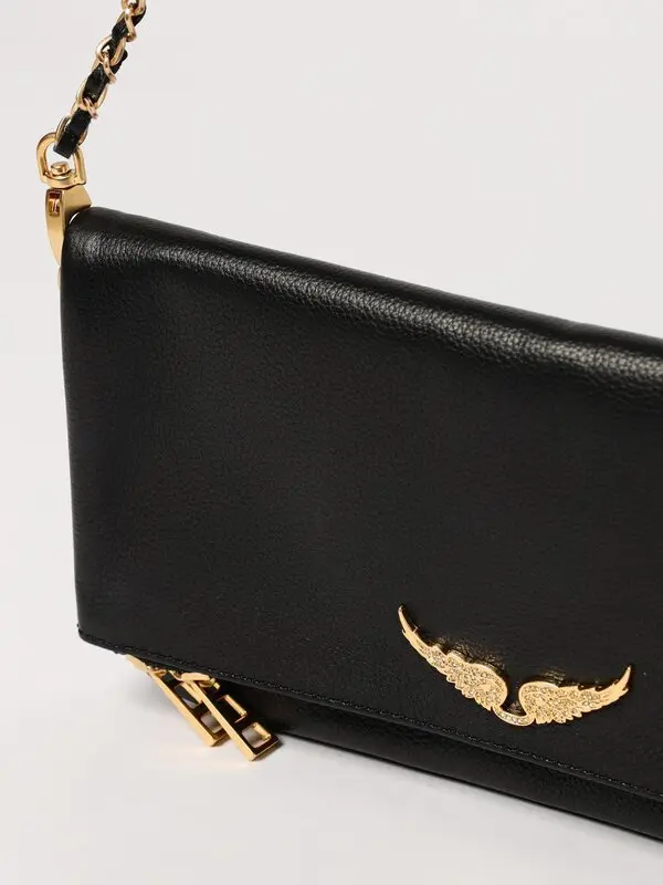 Zadig&Voltaire Textured Leather Clutch With Wing Embellishment - Gold