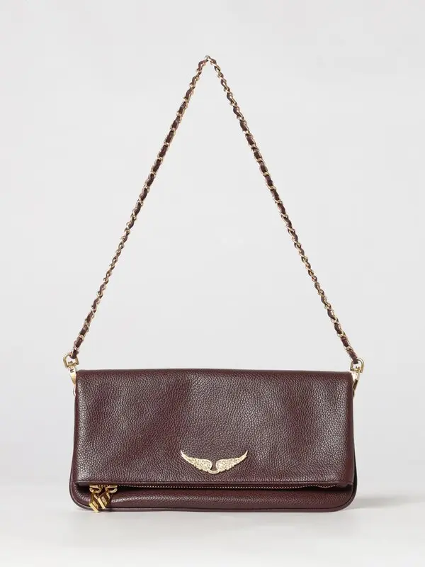 Zadig&Voltaire Leather Clutch Bag With Tone Wings Detail - Violet