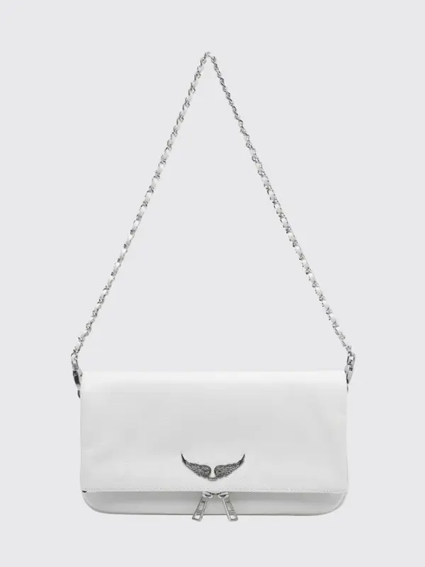 Zadig&Voltaire Leather Clutch Bag With Tone Wings Detail - White