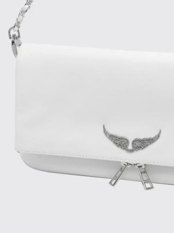 Zadig&Voltaire Leather Clutch Bag With Tone Wings Detail - White
