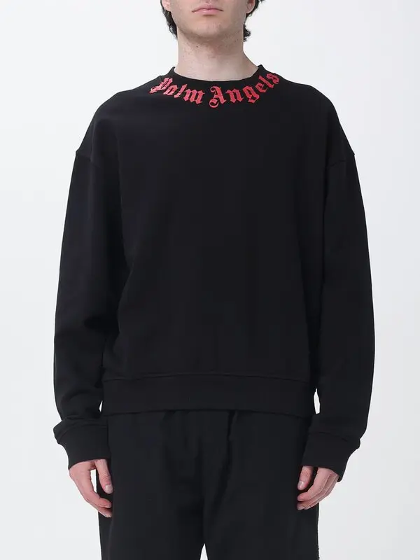 Palm Angels Cotton Hoodie With Logo Print