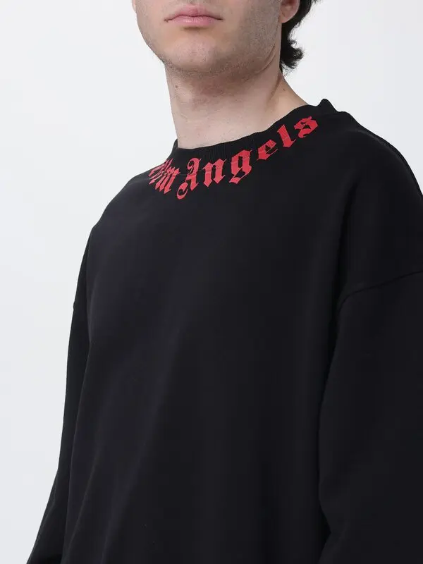 Palm Angels Cotton Hoodie With Logo Print