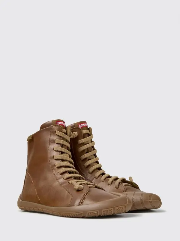 Camper Peu Path+ Smooth Leather Ankle Boots With Side Zip And Low Heel