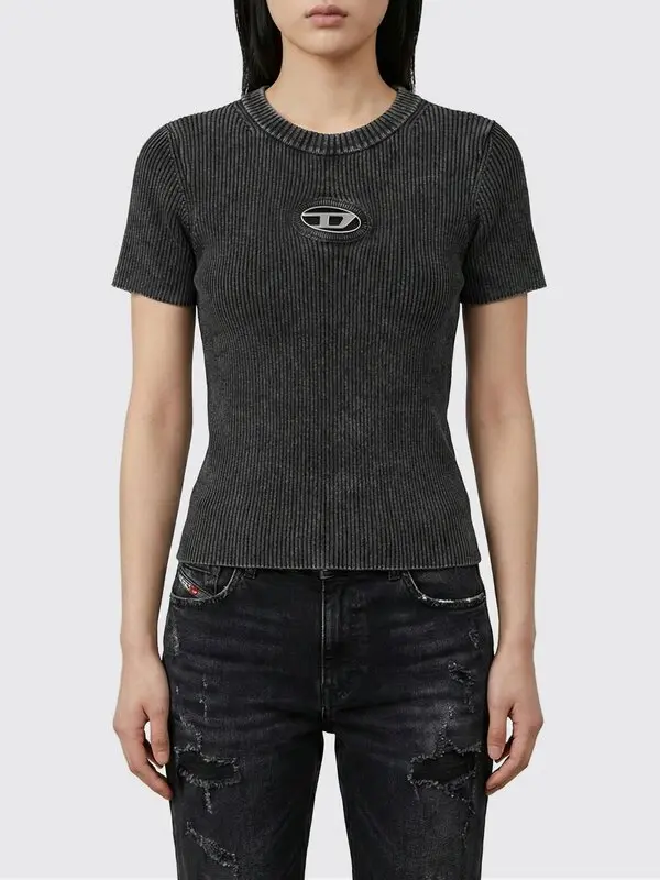 DIESEL® Ribbed T-shirt With Logo Detail