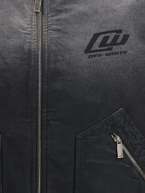 Off-White Cotton Bomber Jacket With Logo