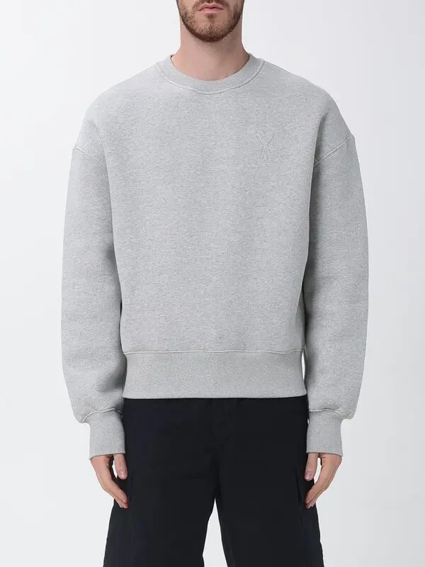 AMI Paris Cotton Blend Crew Neck Sweatshirt