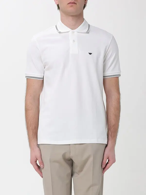 Emporio Armani Stretch Cotton Polo Shirt - White