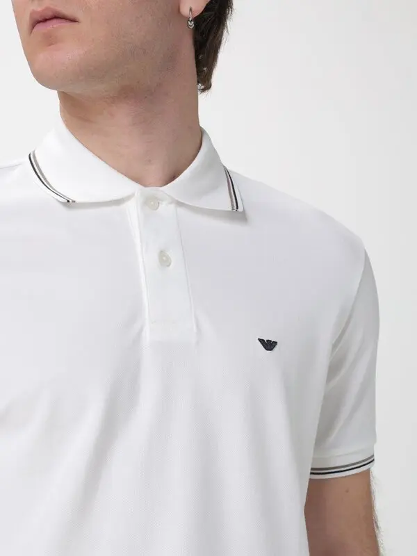 Emporio Armani Stretch Cotton Polo Shirt - White