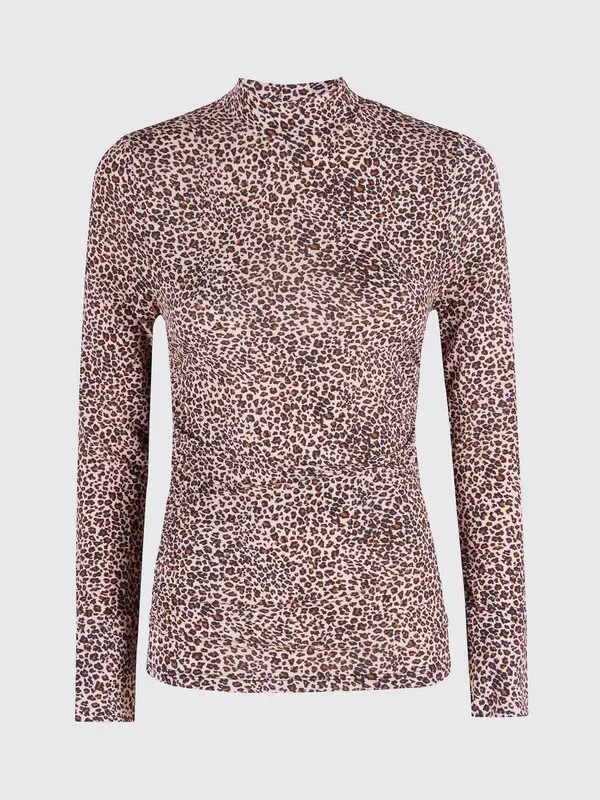 Farm Rio Long Sleeve Leopard Print Mock Neck Top