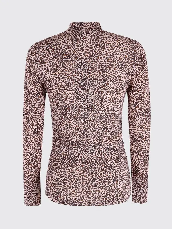 Farm Rio Long Sleeve Leopard Print Mock Neck Top