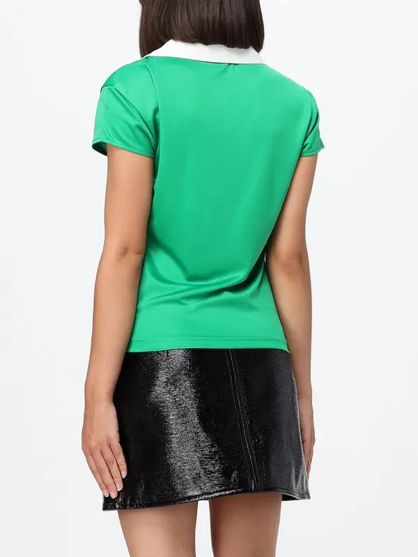 COURREGES Slim Fit Polyester Polo T-shirt With Contrast Piping