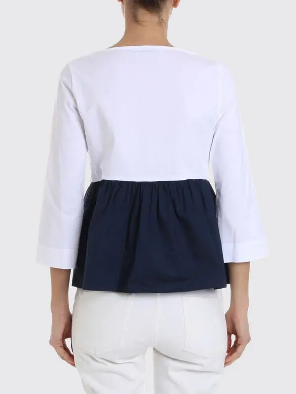 Vivetta Cotton Top With Graphic Print And Ruffled Hem