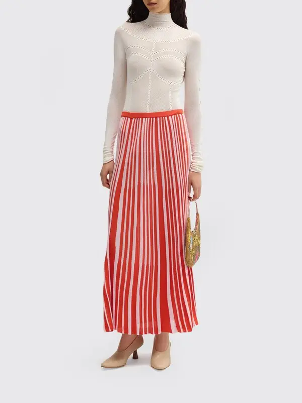MARGHERITA MACCAPANI Pleated Viscose Blend Skirt With Abstract Pattern
