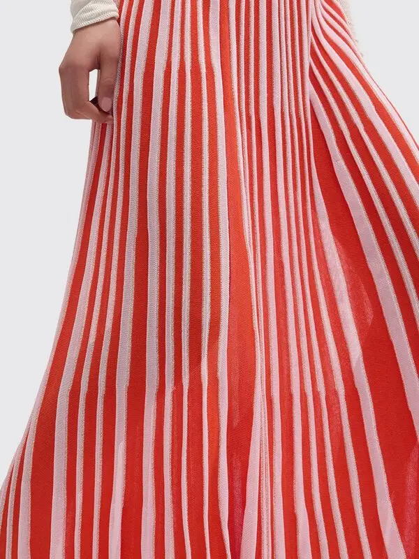 MARGHERITA MACCAPANI Pleated Viscose Blend Skirt With Abstract Pattern