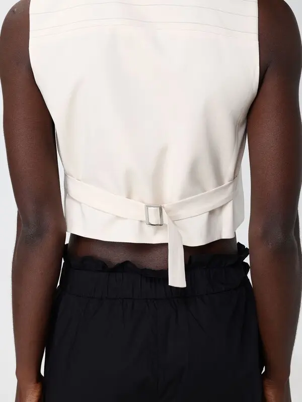 Liu Jo Pinstriped Viscose Vest With Rhinestones