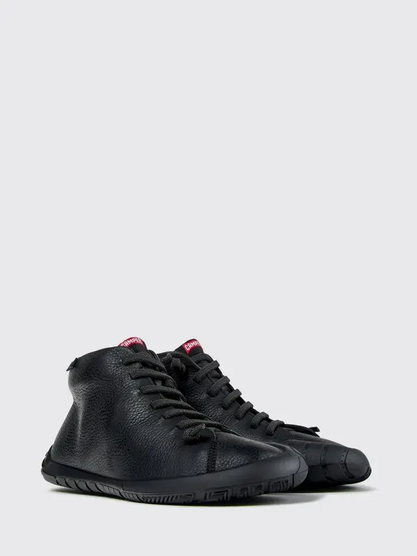Camper Peu Path+ High Top Sneakers In Grained Leather With Elastic Laces