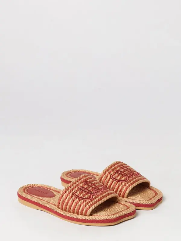 Chloé Striped Woven Rope Sliders - Pink
