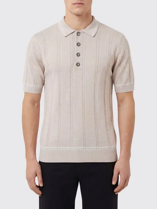 Eleventy Linen And Cotton Knit Polo Shirt
