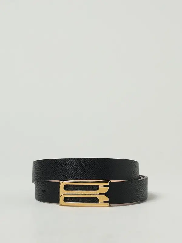 Victoria Beckham Leather Belt With Gold Tone Buckle - Black