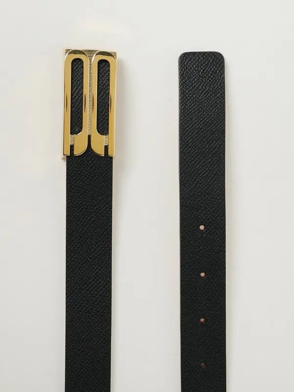 Victoria Beckham Leather Belt With Gold Tone Buckle