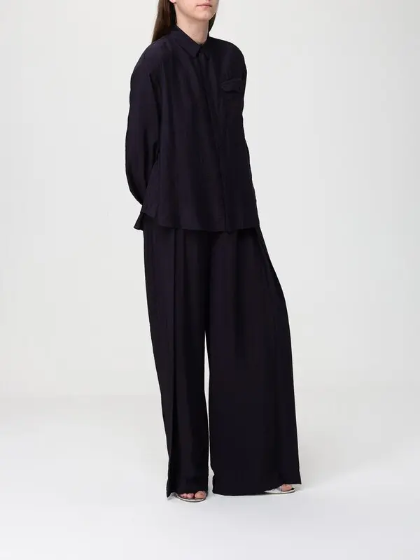 Emporio Armani Wide Leg Tailored Trousers - Blue
