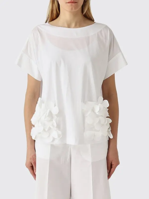 MEIMEIJ Cotton Blouse With Flowers - White