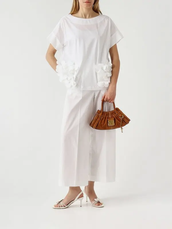 MEIMEIJ Cotton Blouse With Flowers - White