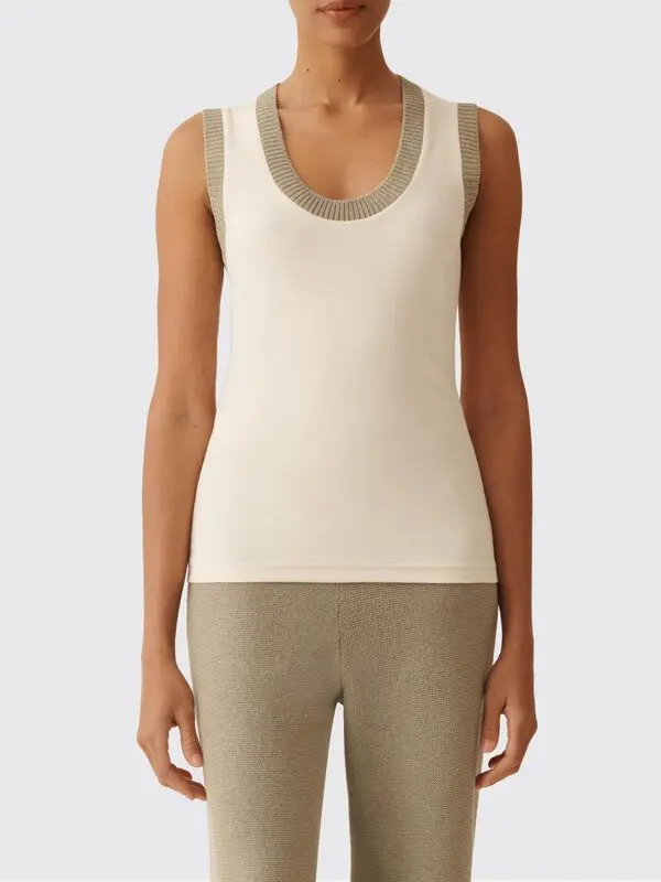 Fabiana Filippi Cotton Knit Sleeveless Top - Beige