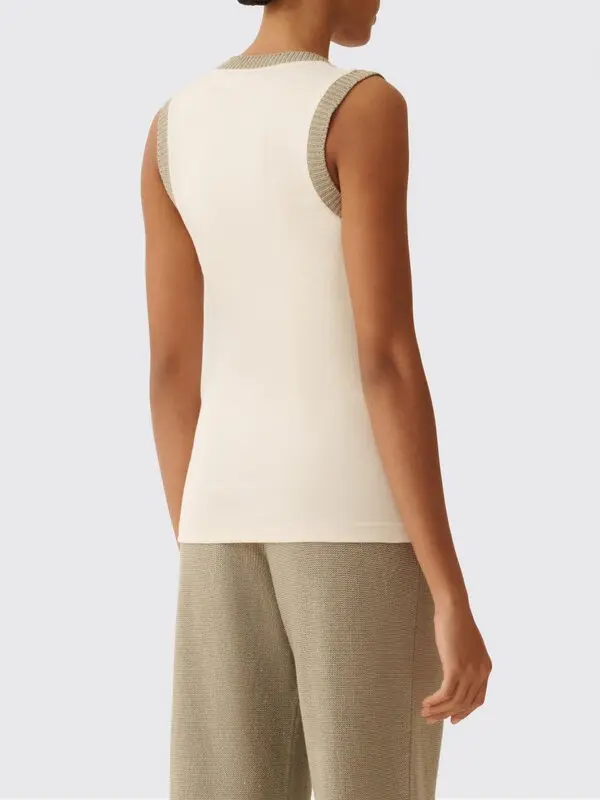 Fabiana Filippi Cotton Knit Sleeveless Top - Beige